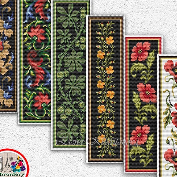 Personalized Bookmarks Cross Stitch Pattern Custom Floral Bookmark ...