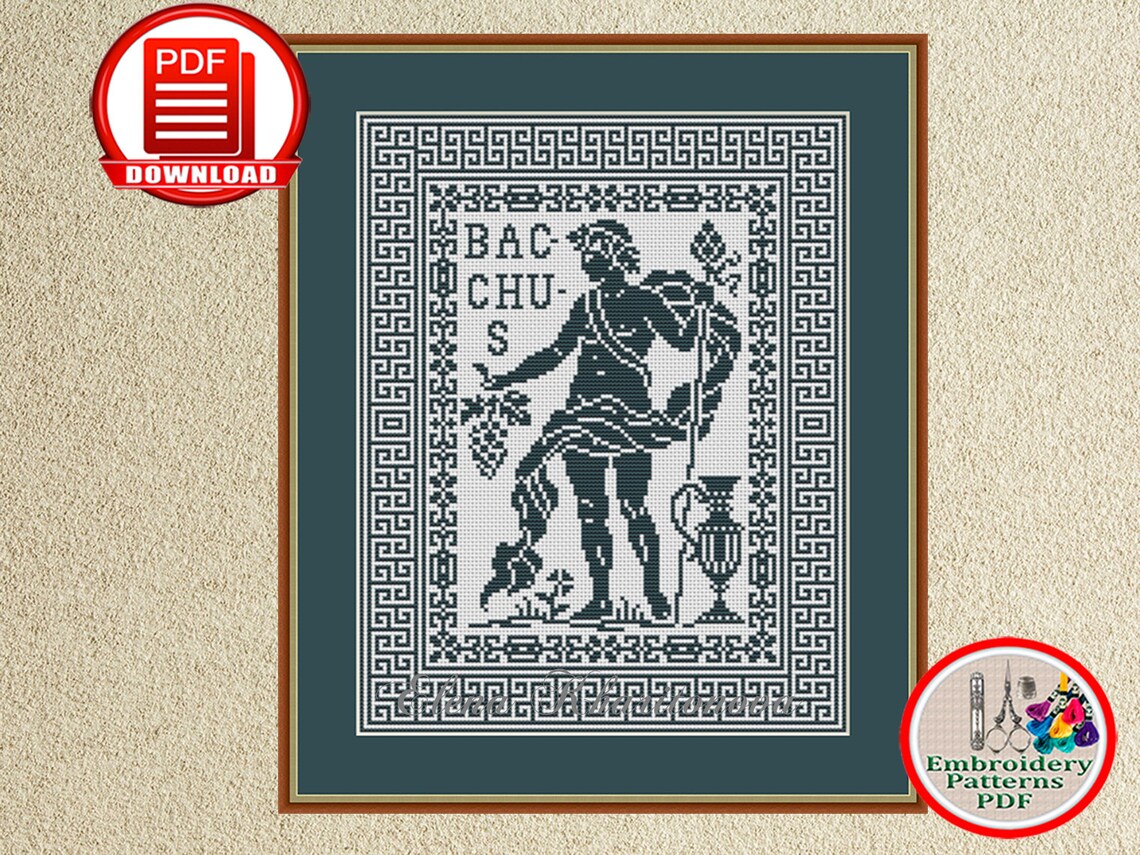 Monochrome Sampler Counted Cross Stitch Pattern Bacchus Roman - Etsy