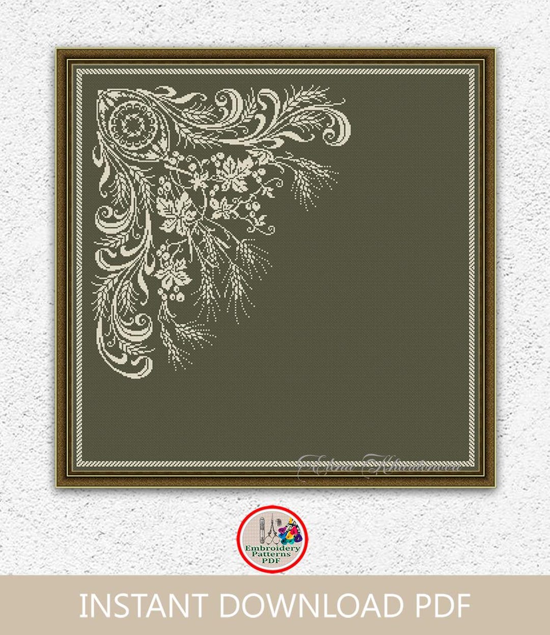 Monochrome Sampler Cross Stitch Pattern Spikelet Ornament Counted ...