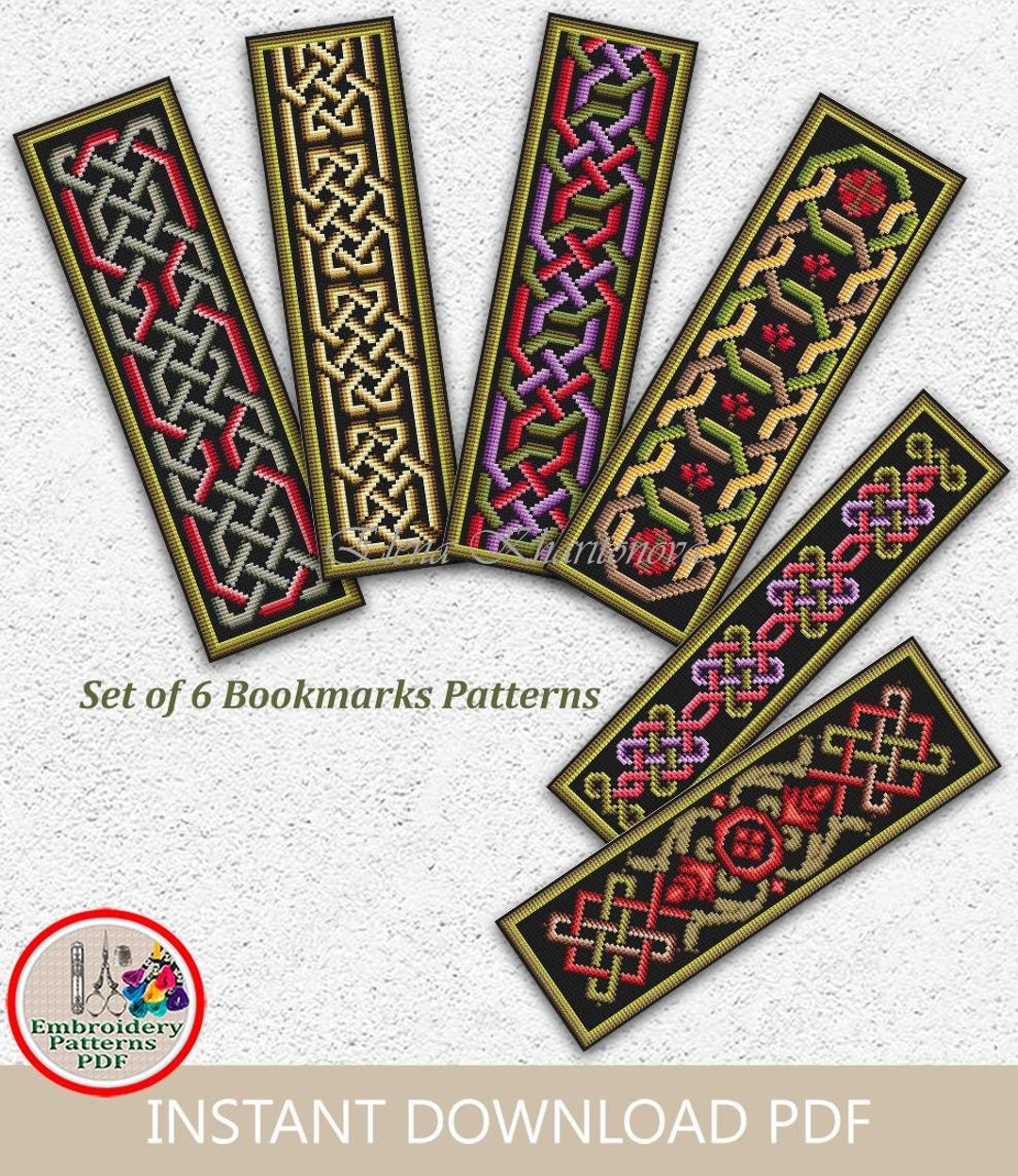 Celtic Bookmarks Cross Stitch Pattern Set of 6 Celtic Knot Bookmark ...