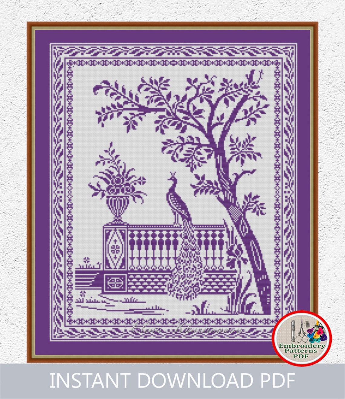 Garden Peacock Counted Cross Stitch Pattern Peafowl Monochrome - Etsy