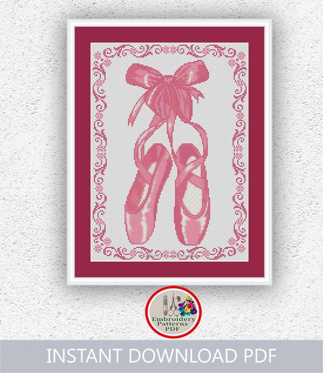 Ballet Shoes Counted Cross Stitch Pattern Pointe Cross Stitch Ballet ...