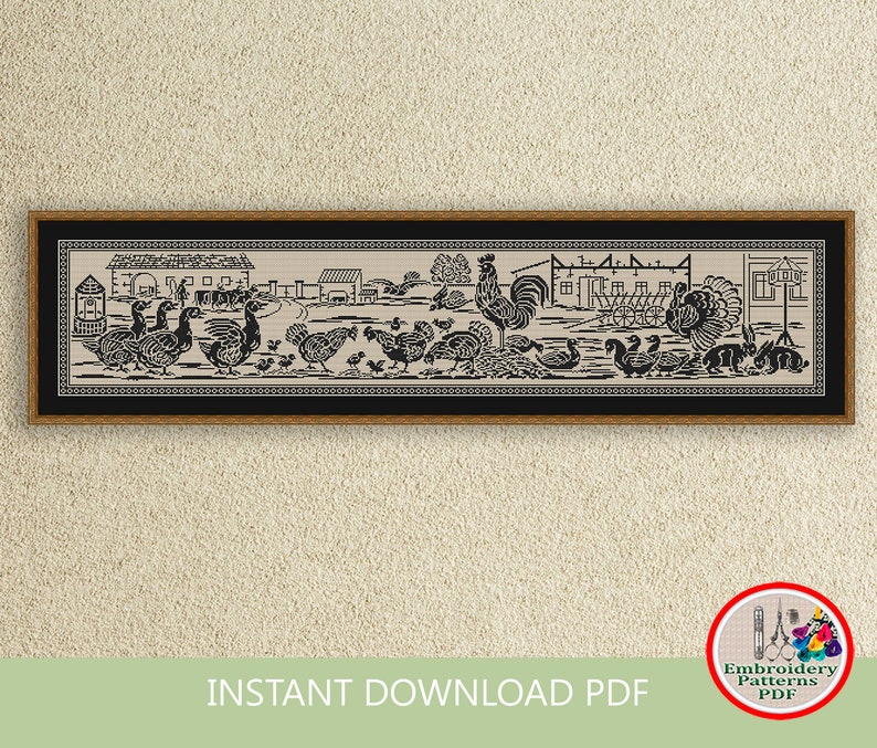 Village Farm Cross Stitch Pattern Farmhouse Xstitch Chart Country Farm ...