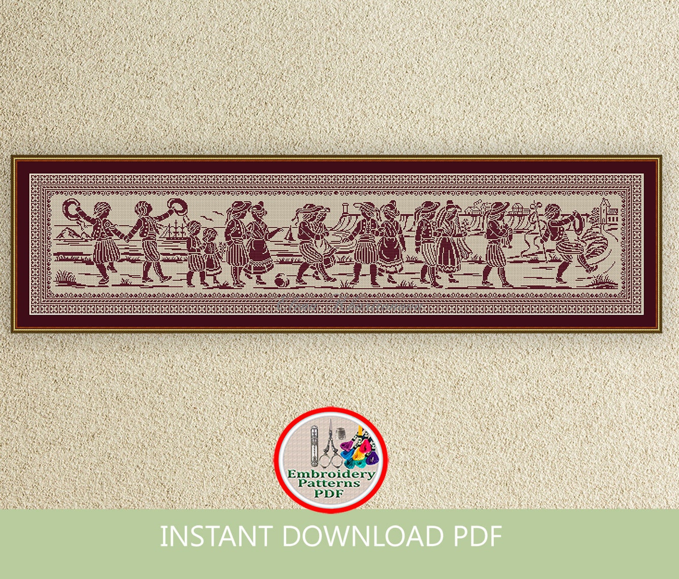 Monochrome Sampler Counted Cross Stitch Pattern Country People - Etsy