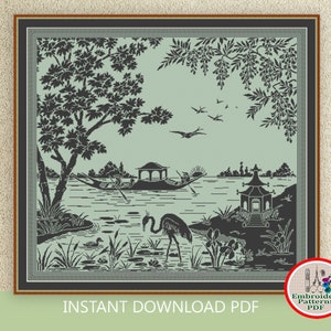Landscape Monochrome Sampler Cross Stitch Pattern Nature Cross Stitch ...