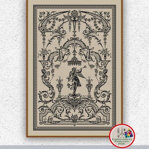 Fairy Playing Flute Cross Stitch Pattern Monochrome Sampler Embroidery ...