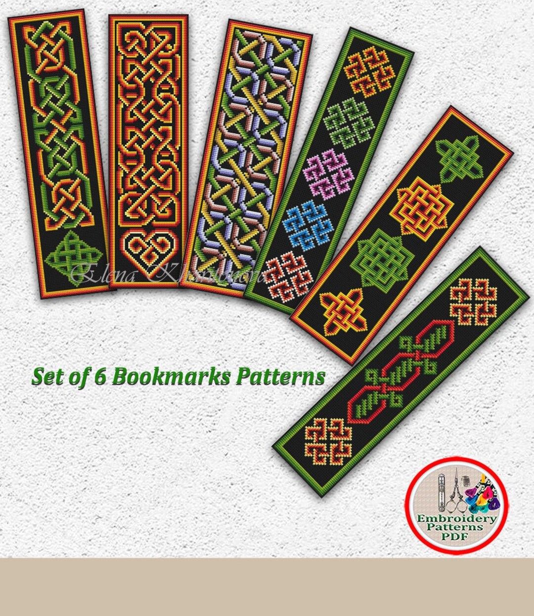 Celtic Knot Bookmarks Cross Stitch Pattern Colorful Bookmark Sampler ...