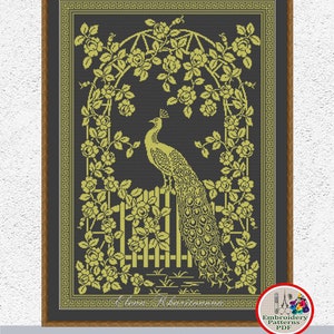 Bird Peacock Counted Cross Stitch Pattern Antique Floral Ornament ...