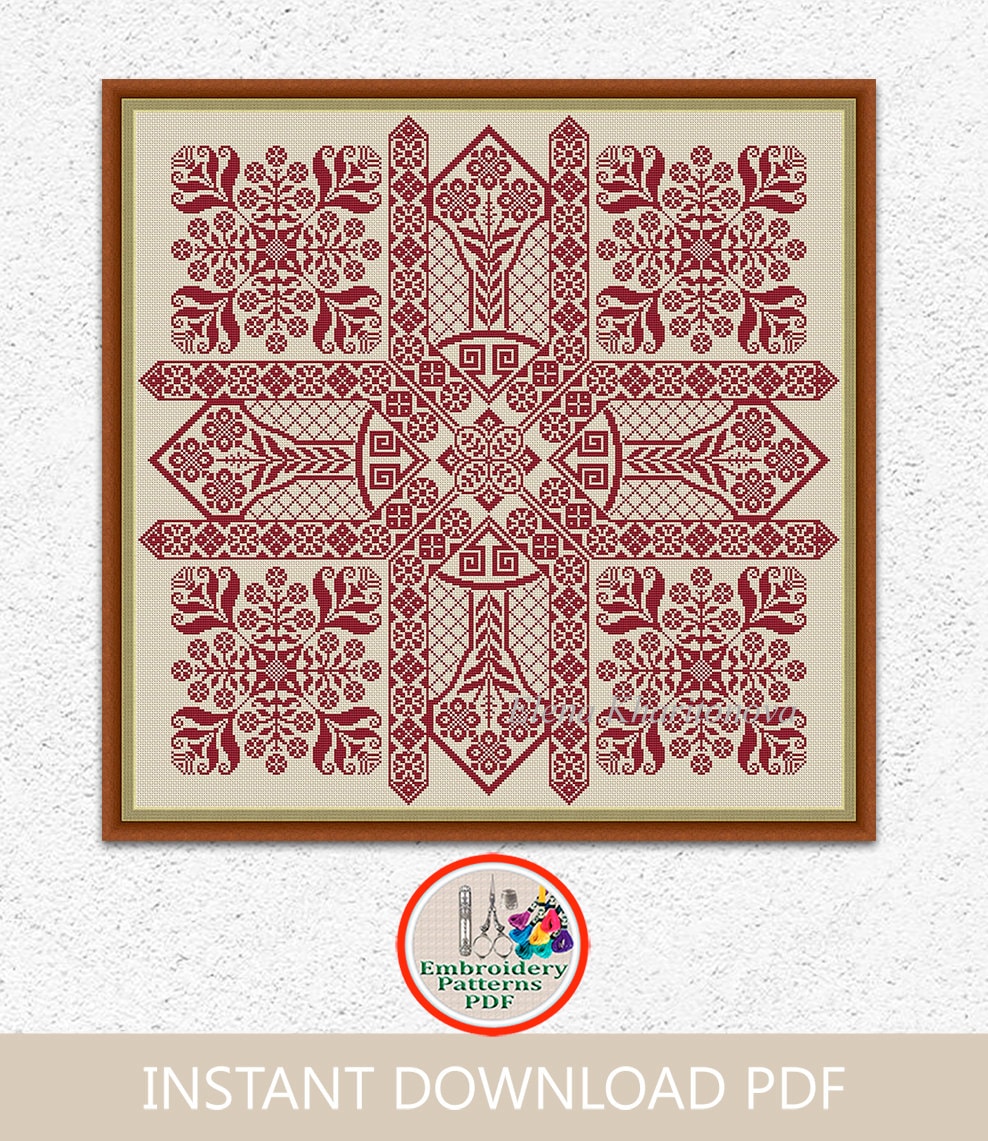 Monochrome Sampler Counted Cross Stitch Pattern Tile Cross Stitch Tile ...