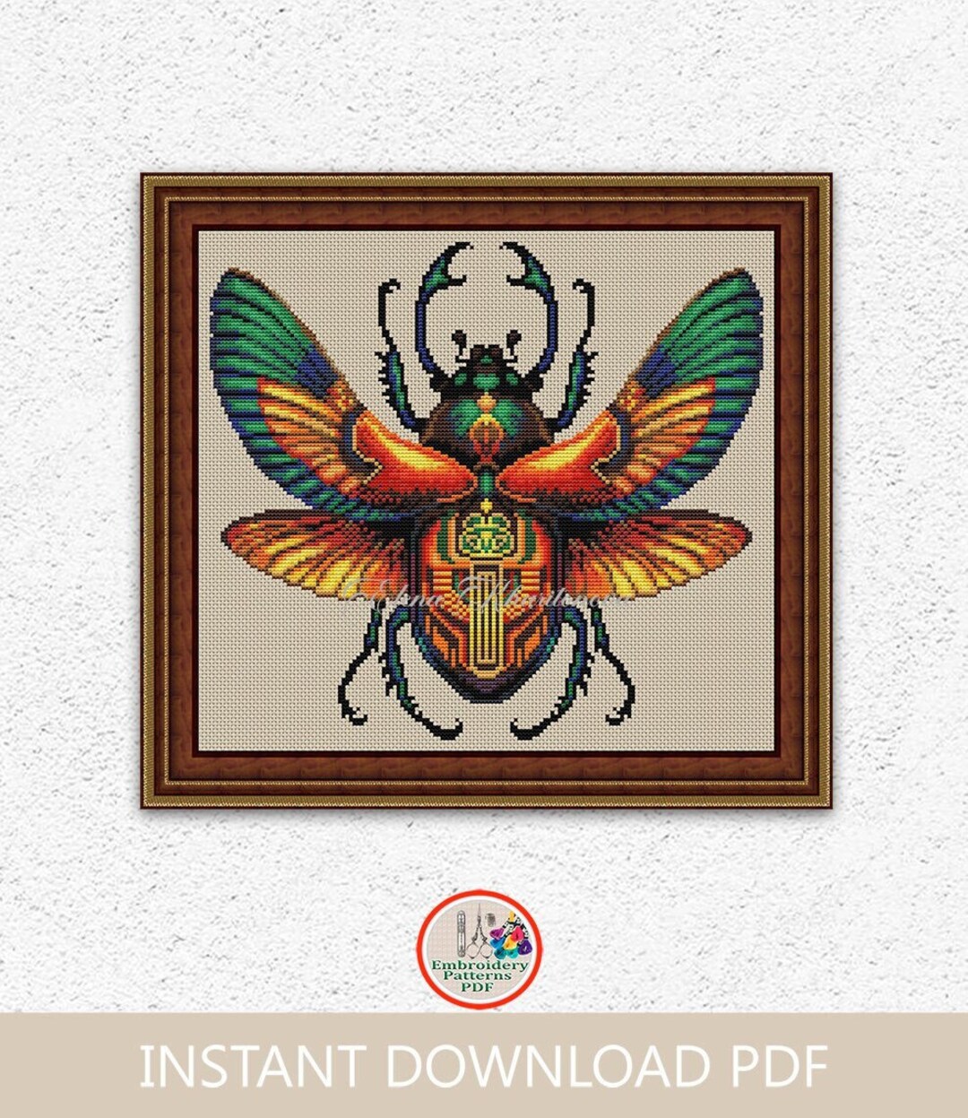 Scarab Beetle Cross Stitch Pattern Insect Cross Stitch Ancient Sacred ...