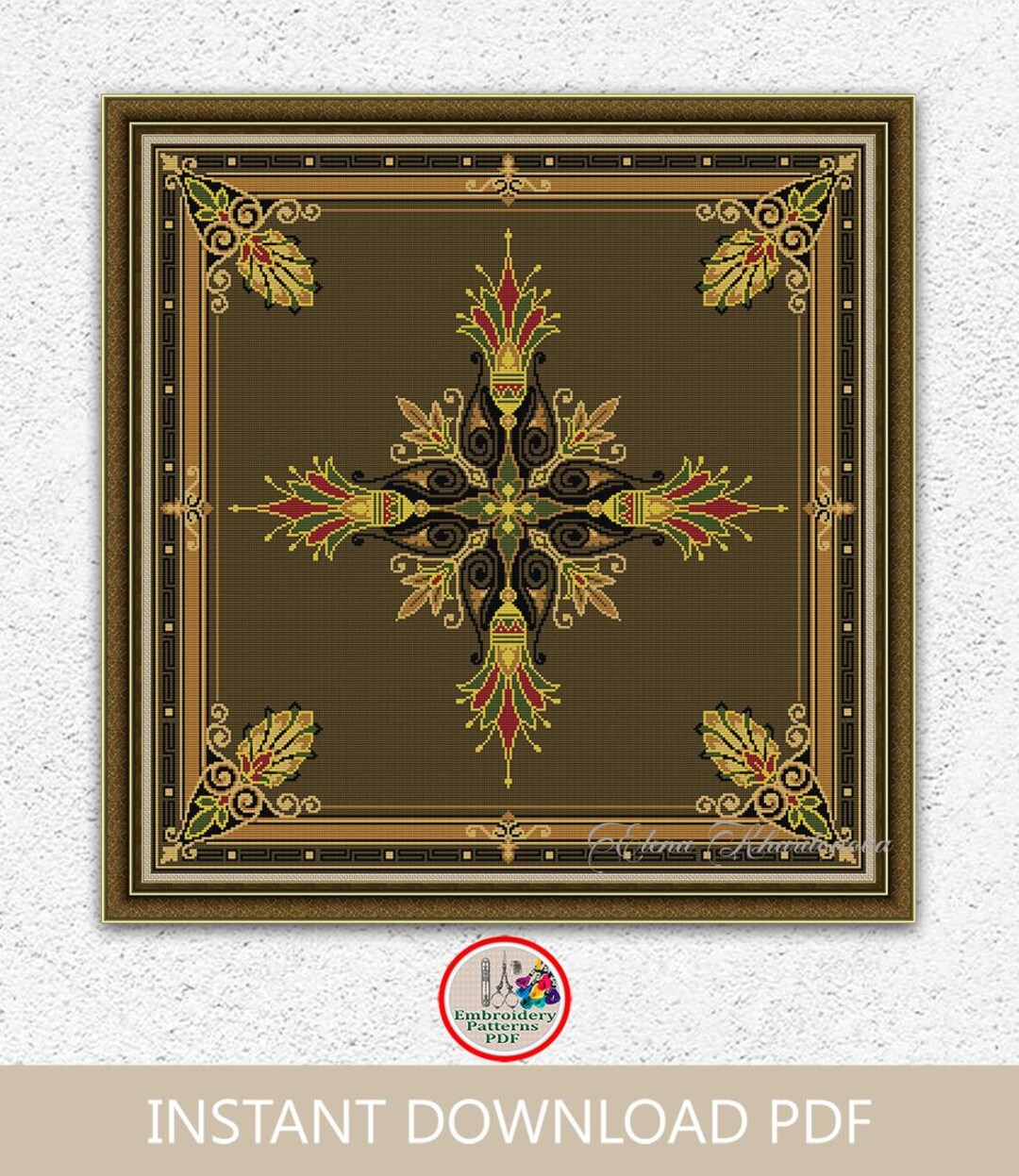 Antique Sampler Counted Cross Stitch Pattern Vintage Ornament ...