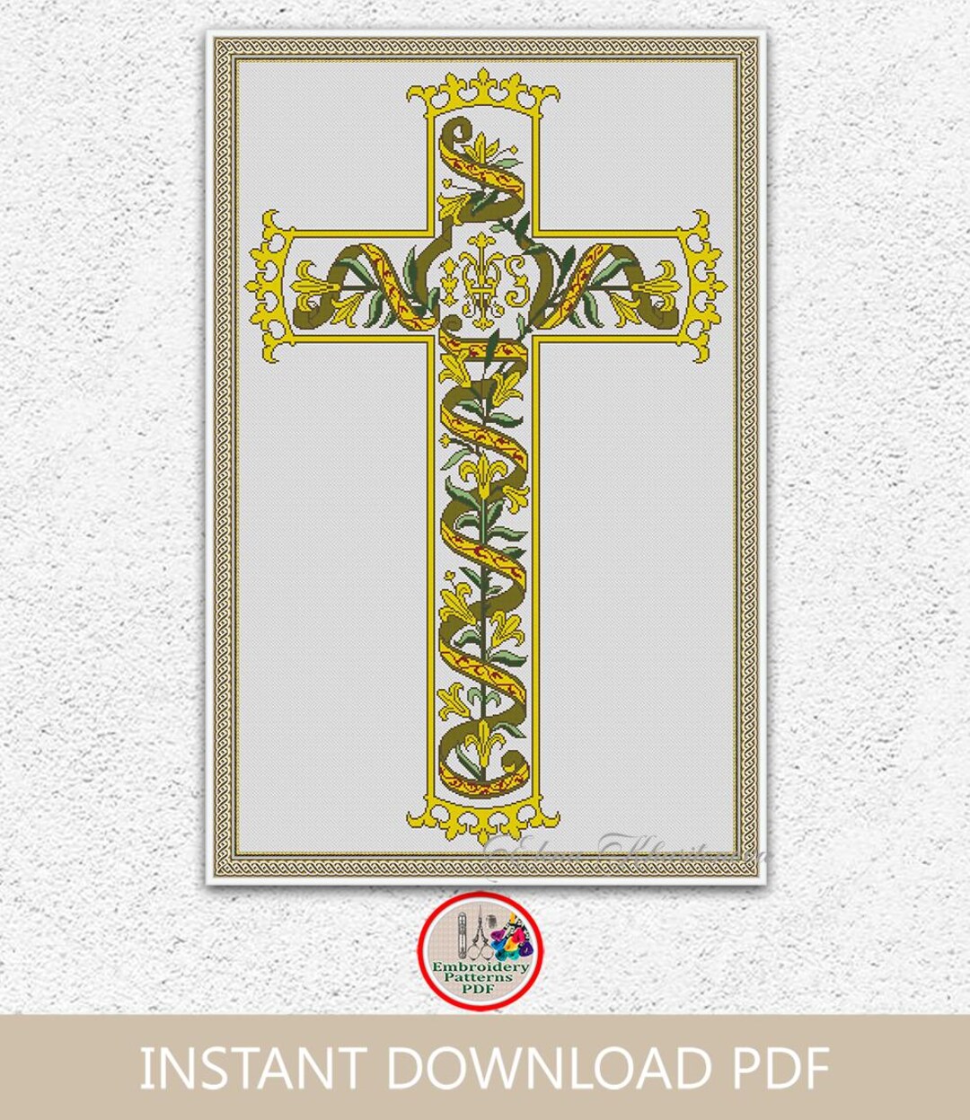 Religious Cross Stitch Pattern Christian Cross Vintage Embroidery ...