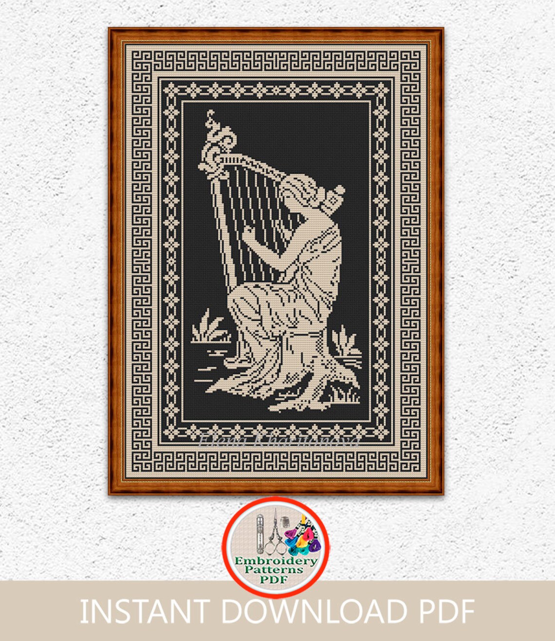 Monochrome Sampler Counted Cross Stitch Pattern Ancient Woman - Etsy