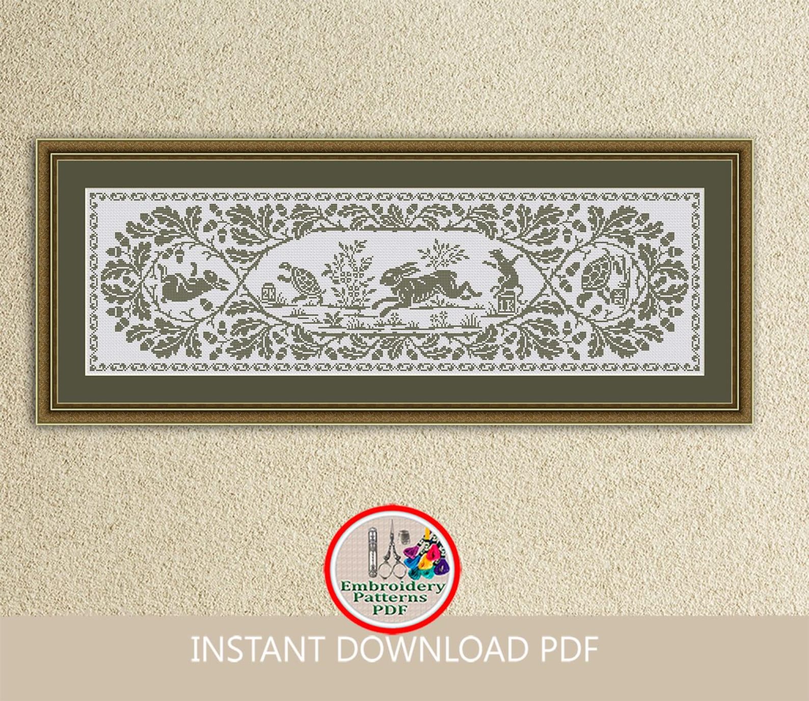 Hare and Tortoise Counted Cross Stitch Pattern Fable Cross Stitch ...