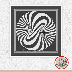 Monochrome Optical Illusion Cross Stitch Pattern Geometric Cross Stitch ...