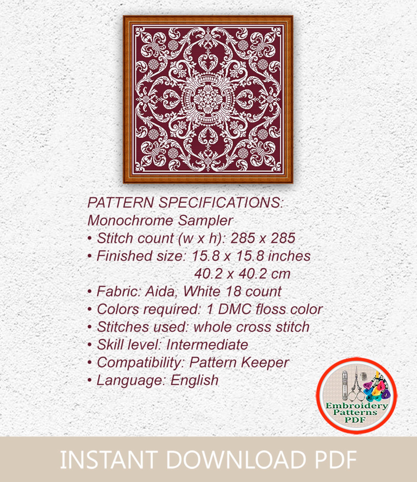 Monochrome Sampler Counted Cross Stitch Pattern Pillow Cross - Etsy