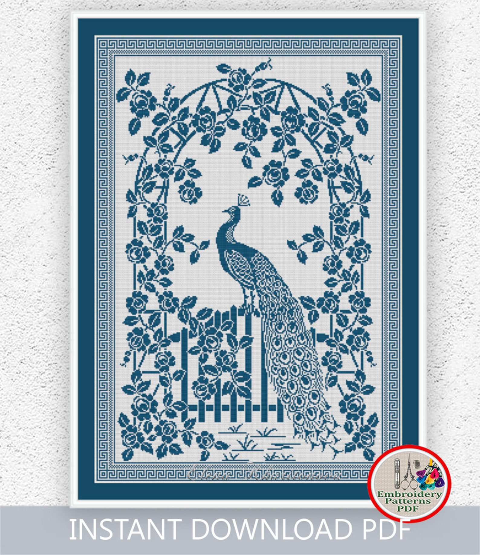 Bird Peacock Counted Cross Stitch Pattern Antique Floral - Etsy
