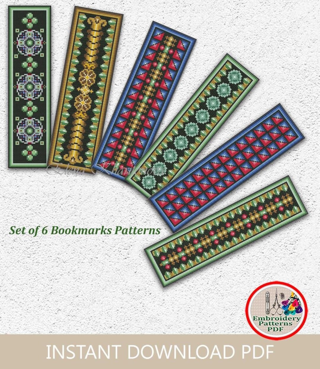 Geometric Bookmarks Cross Stitch Pattern Colorful Gradient Bookmark ...