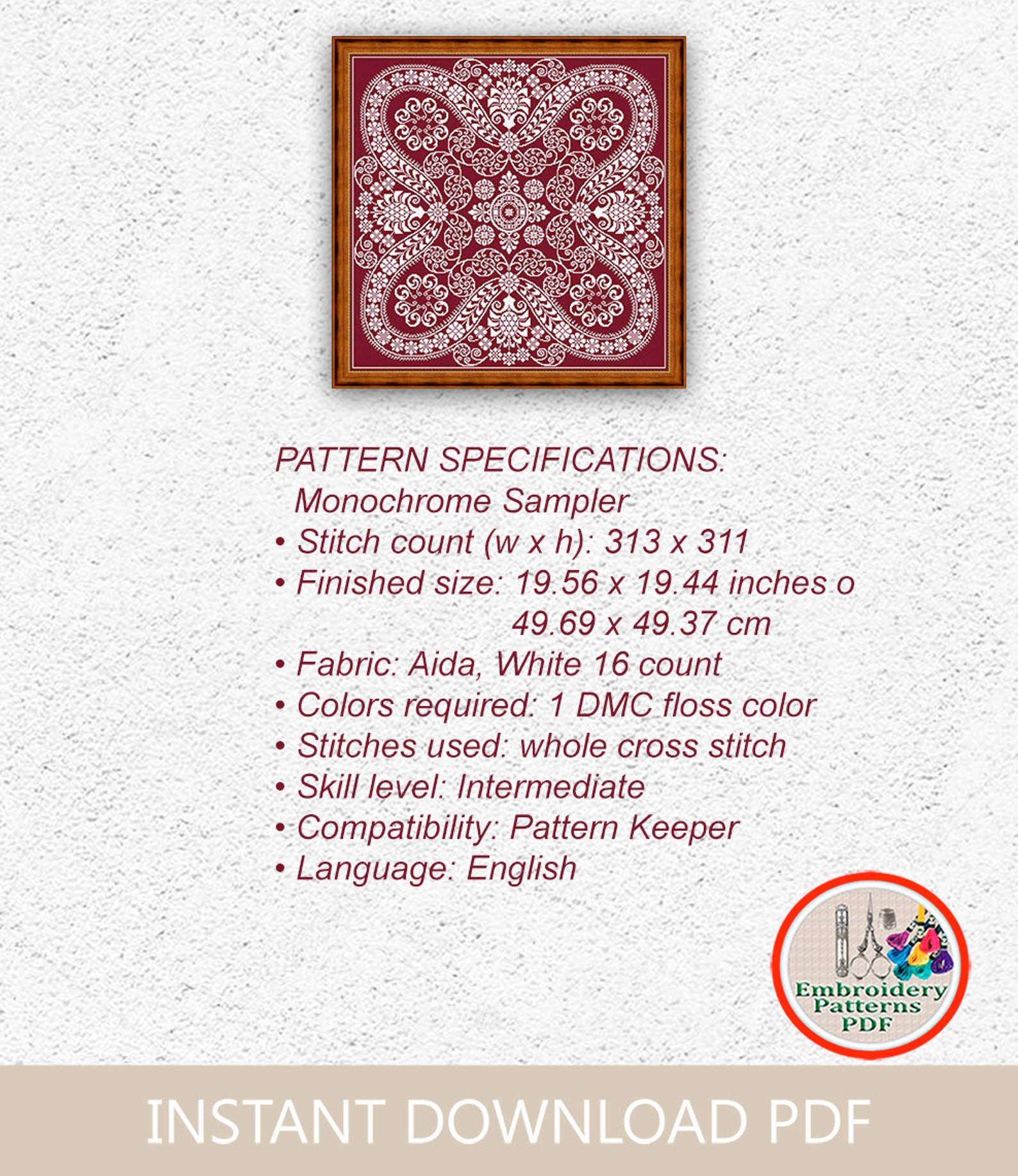 Monochrome Sampler Counted Cross Stitch Pattern Pillow Cross - Etsy