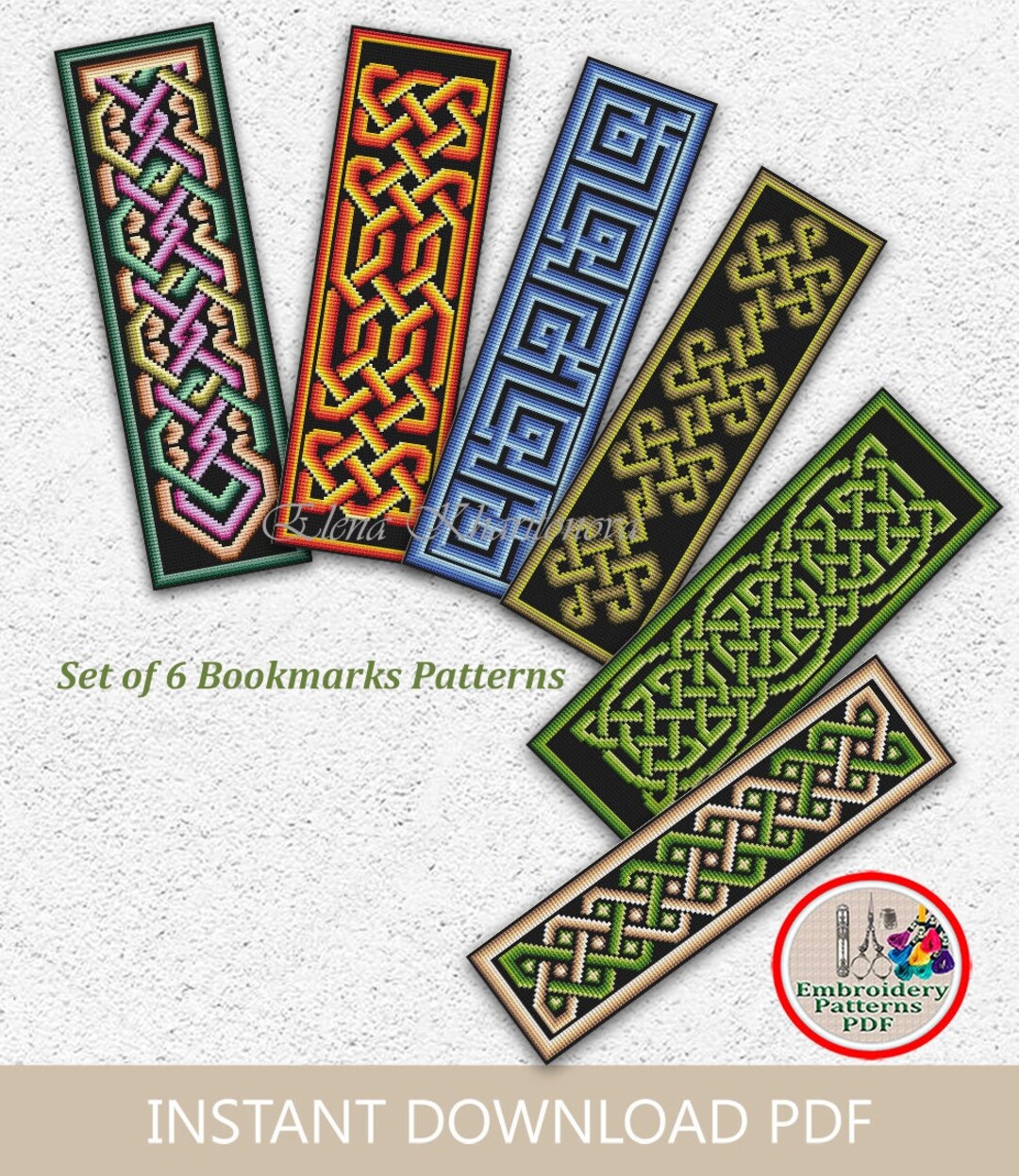 Set of 6 Bookmarks Cross Stitch Patterns Celtic Knot Bookmarks Sampler ...