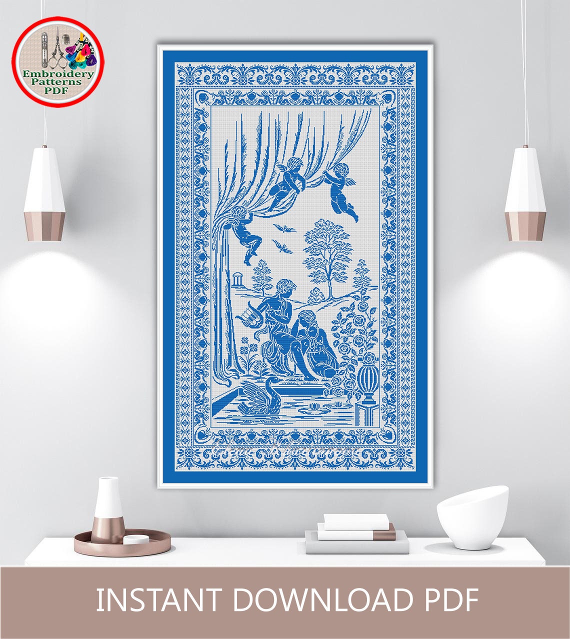Monochrome Sampler Counted Cross Stitch Pattern Antique Scene - Etsy
