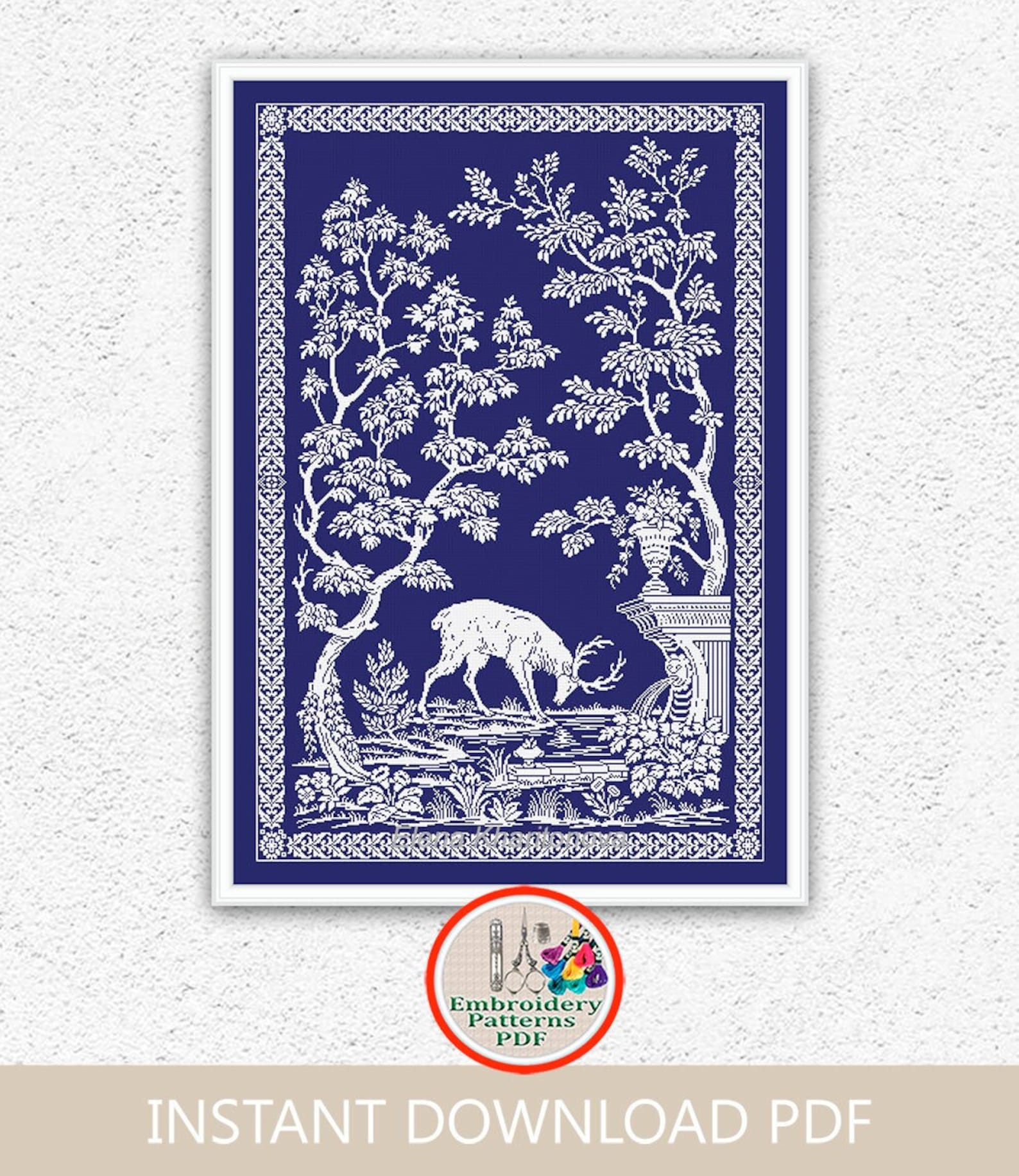 Deer in the Woods Cross Stitch Pattern Forest Nature Cross Stitch ...