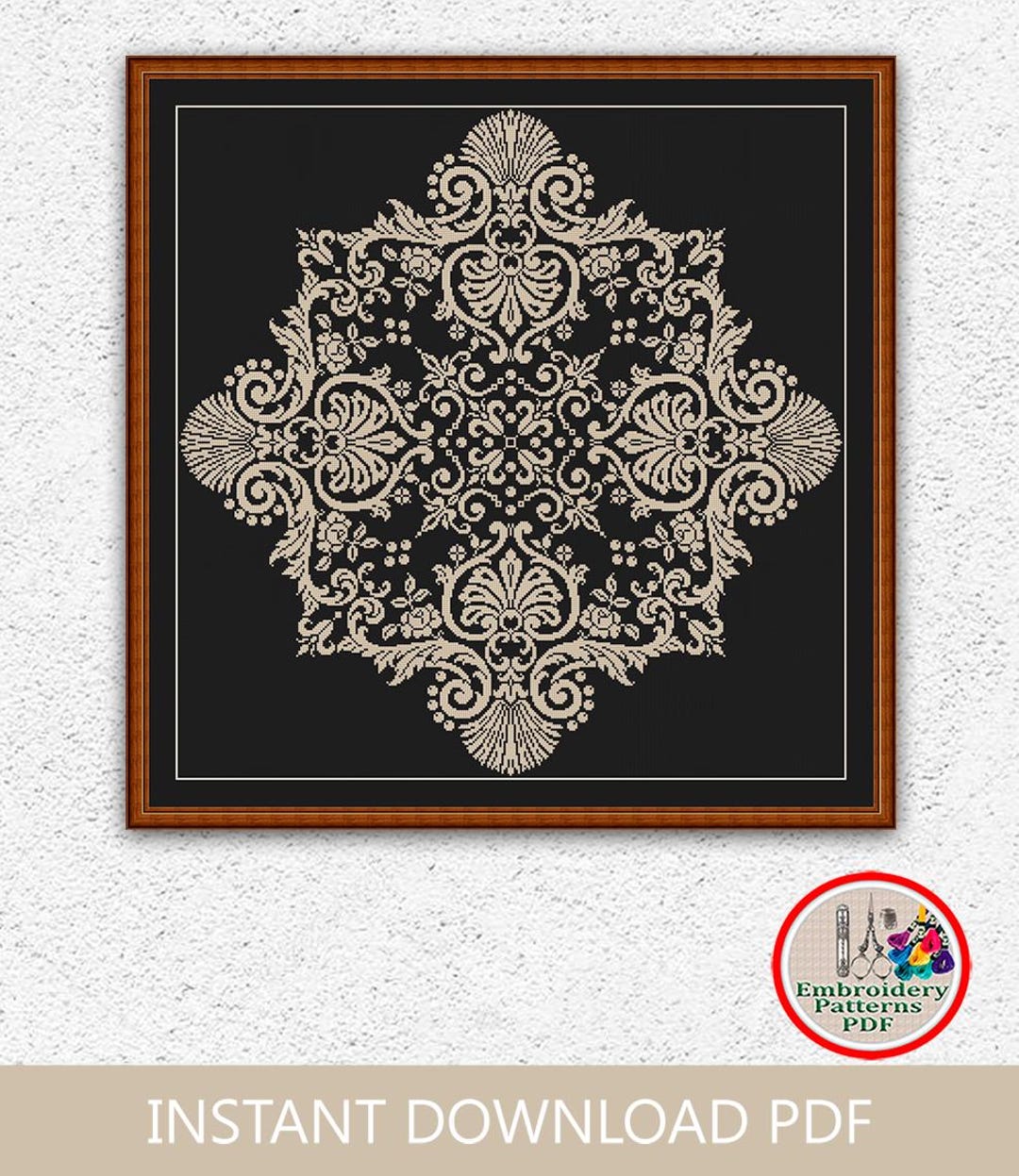 Antique Monochrome Sampler Cross Stitch Pattern Pillow Vintage ...