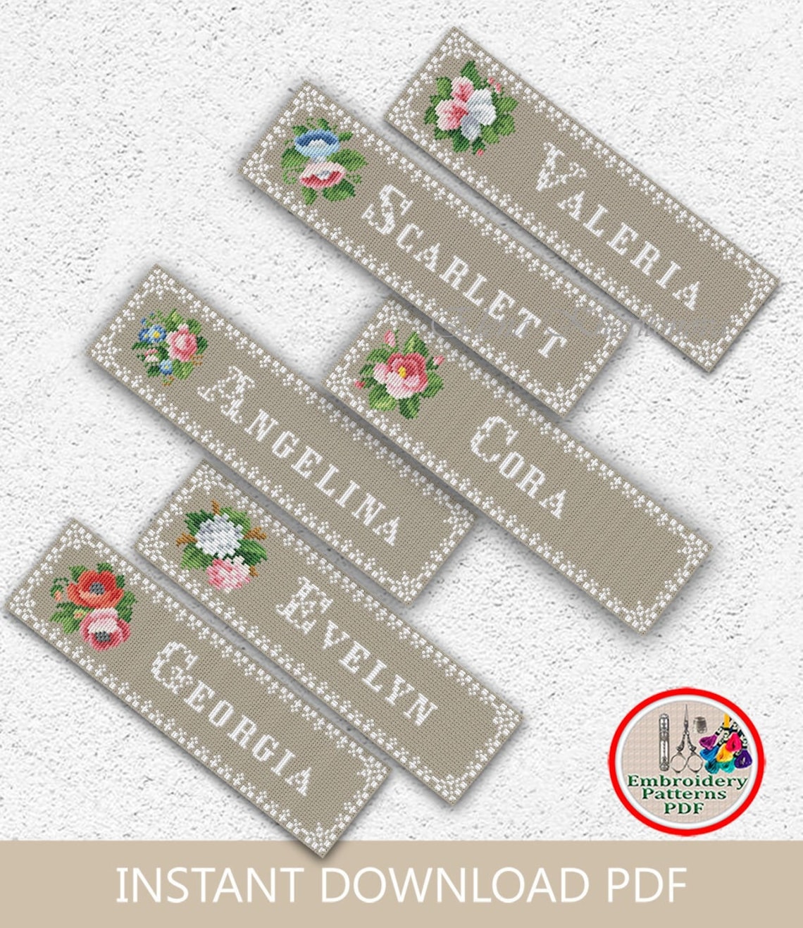 Custom Bookmark Cross Stitch Pattern Set of 6 Floral Bookmark - Etsy