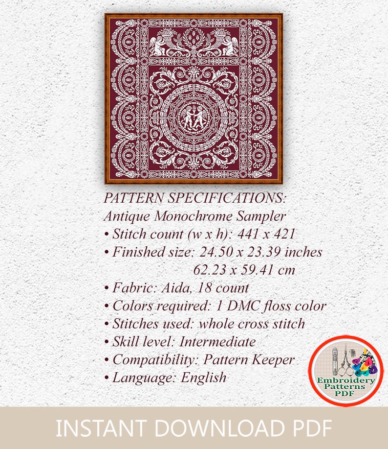 Monochrome Sampler Cross Stitch Pattern Angels Cross Stitch Floral ...