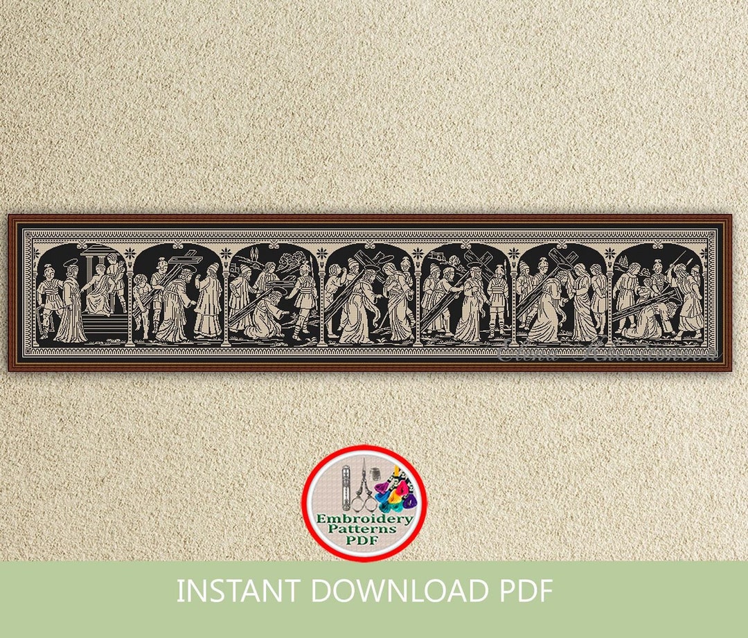 Religious Monochrome Sampler Counted Cross Stitch Pattern Christian ...
