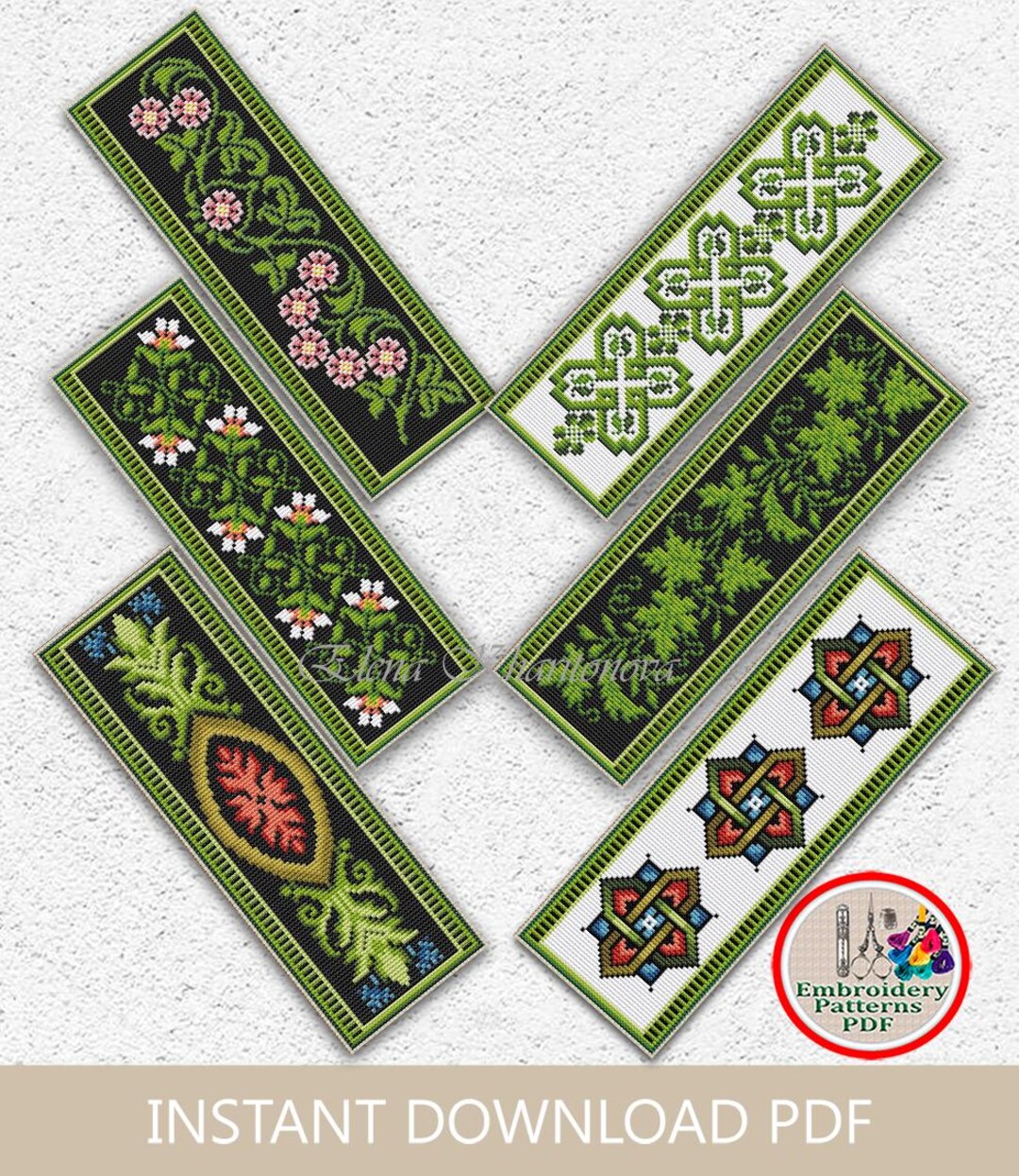 Celtic Bookmarks Cross Stitch Pattern Flowers Leaves Floral Bookmark ...