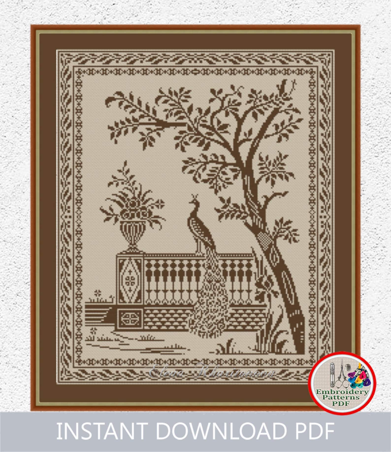 Garden Peacock Counted Cross Stitch Pattern Peafowl Monochrome - Etsy