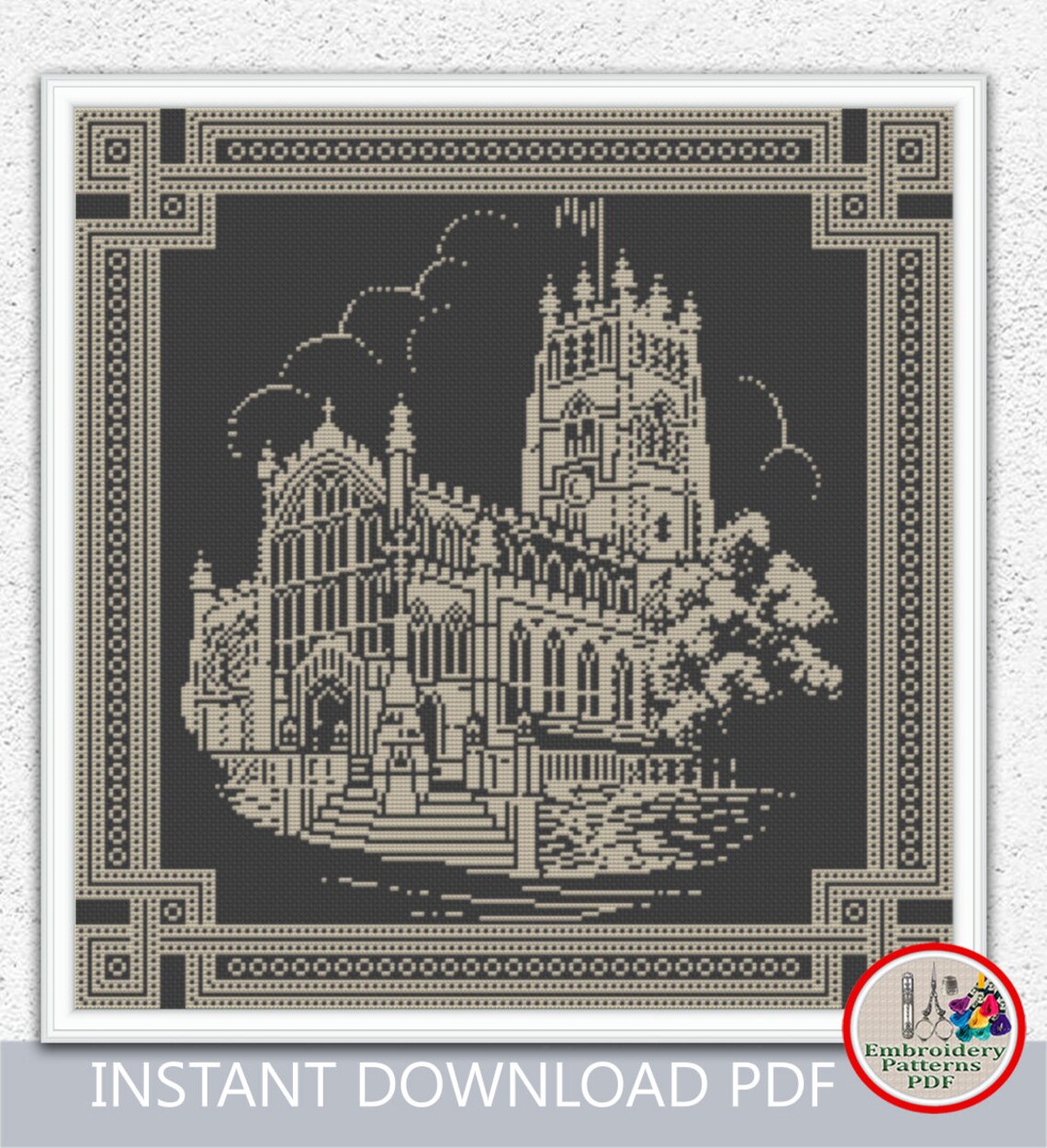 Medieval Castle Counted Cross Stitch Pattern Monochrome - Etsy
