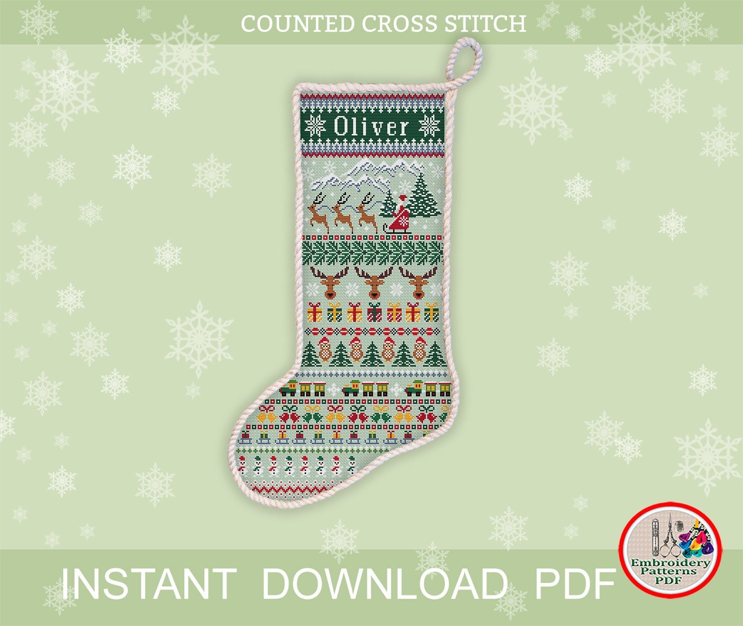 Personalized Santa Sock Cross Stitch Pattern Christmas - Etsy