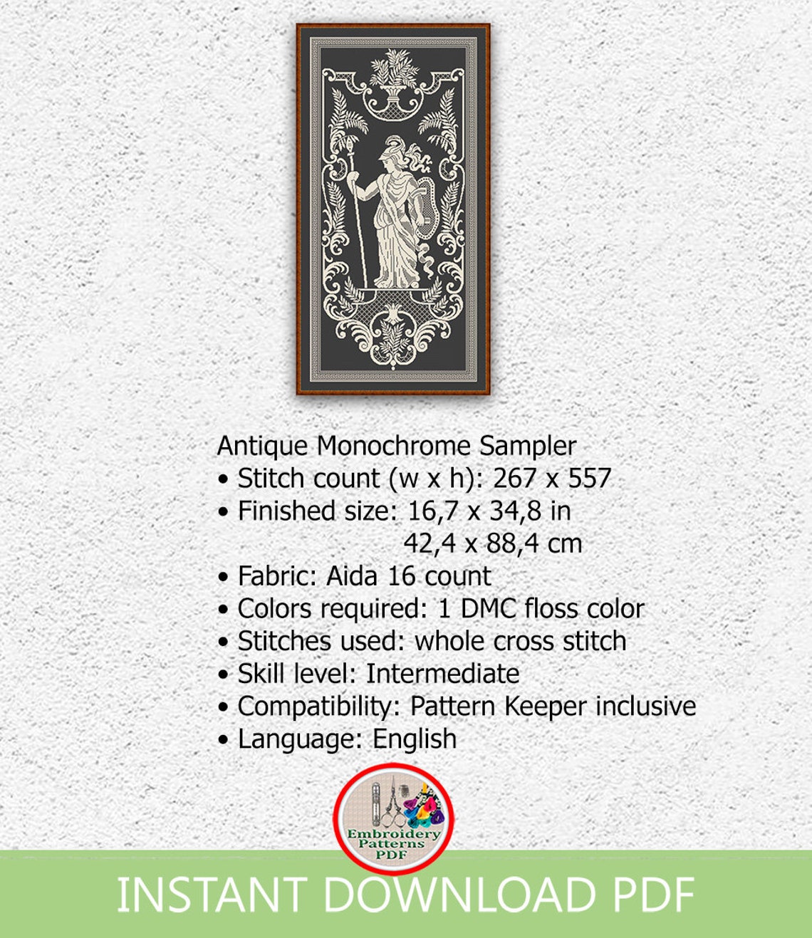 Ancient Female Warrior Cross Stitch Pattern Woman Cross Stitch ...
