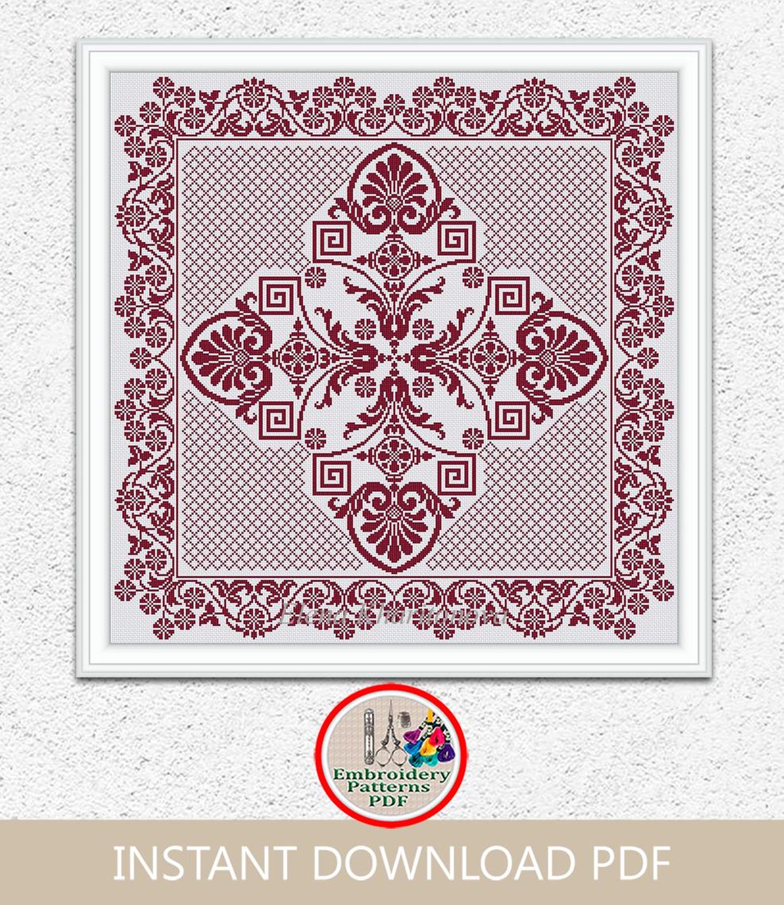 Antique Monochrome Sampler Cross Stitch Pattern Pillow Cross Stitch ...