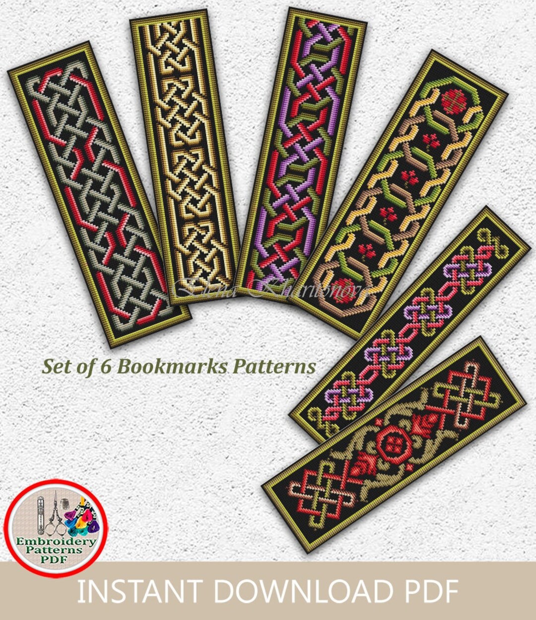 Celtic Bookmarks Cross Stitch Pattern Set of 6 Celtic Knot Bookmark ...