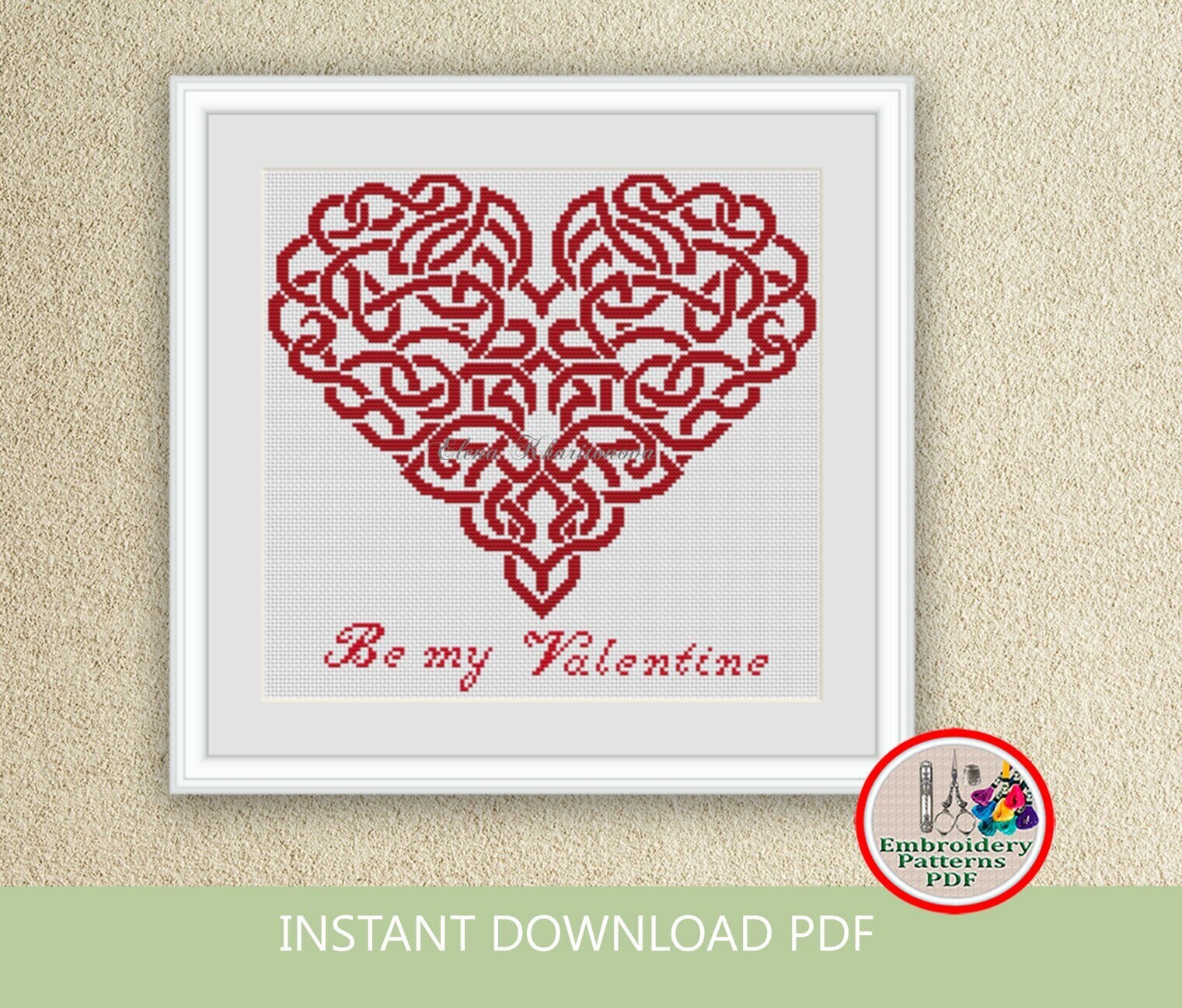 Celtic Heart Cross Stitch Pattern Be My Valentine Card Xstitch Chart ...