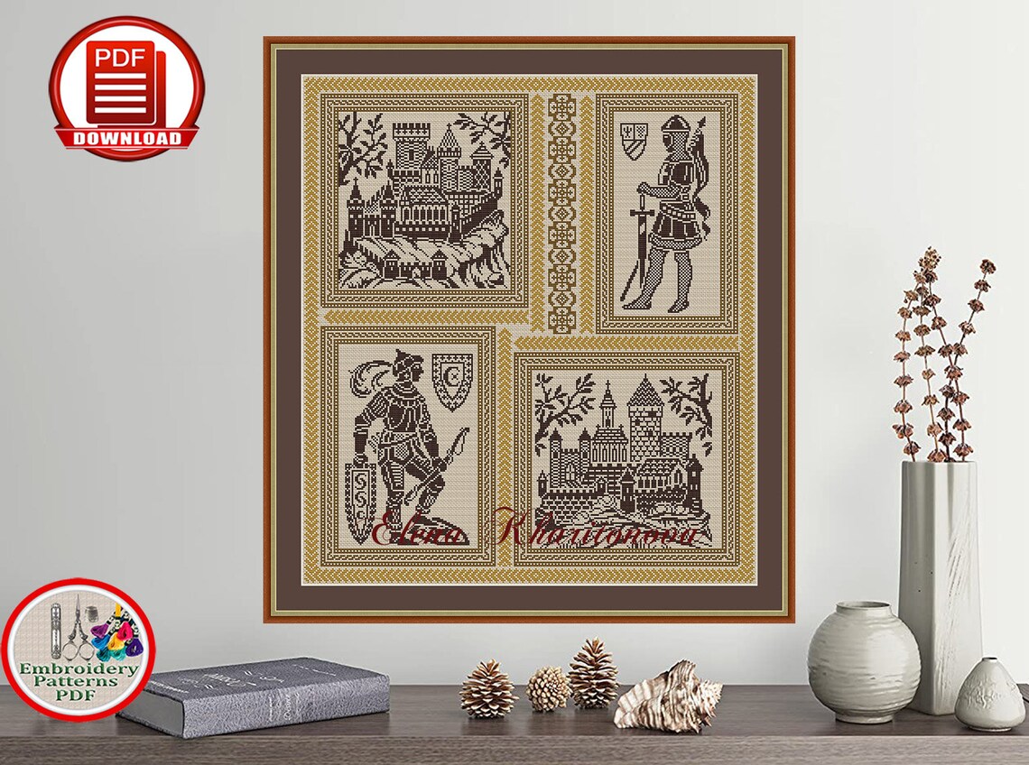 Castles and Knights Counted Cross Stitch Pattern Medieval - Etsy