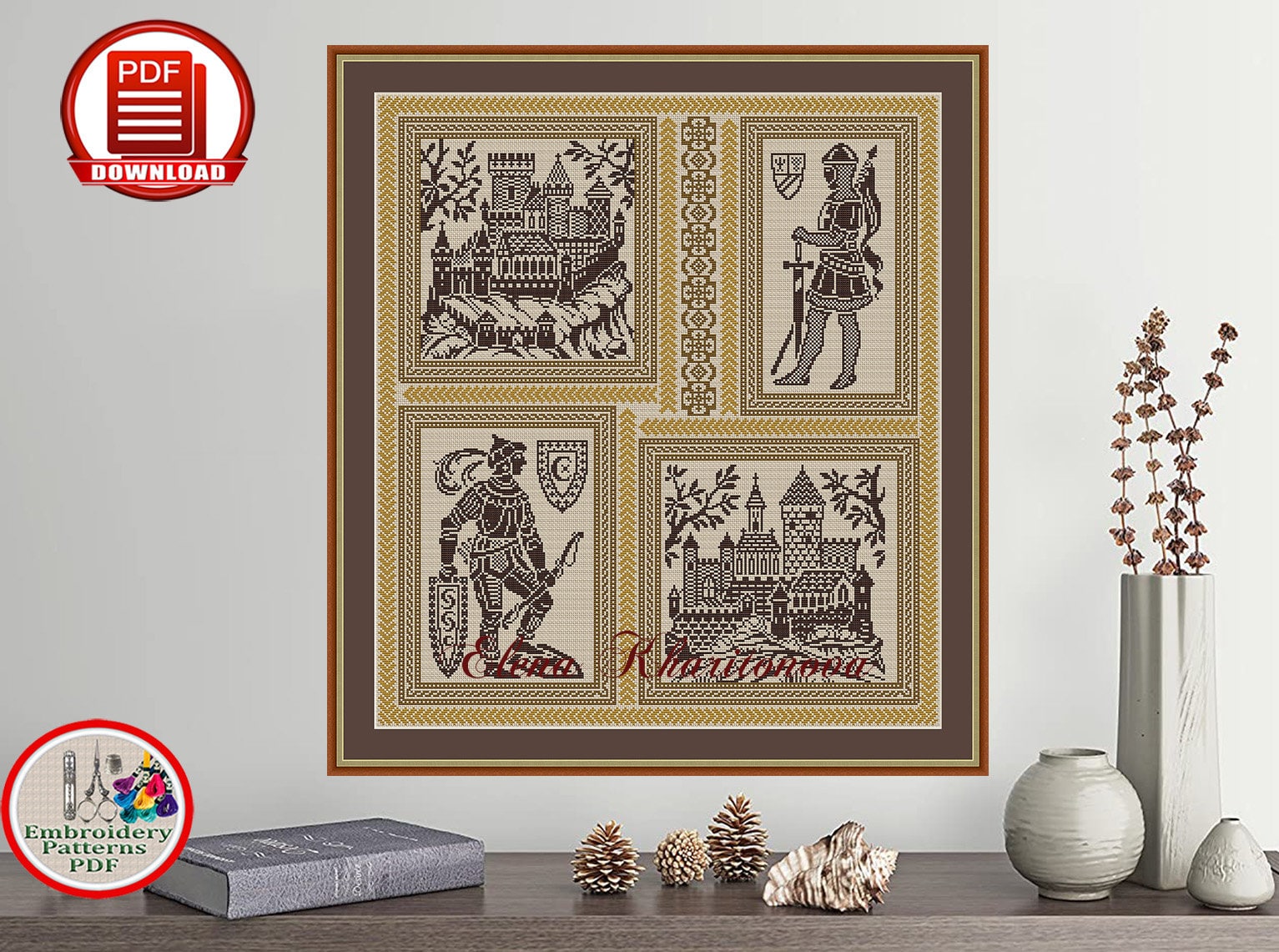 Castles and Knights Counted Cross Stitch Pattern Medieval - Etsy