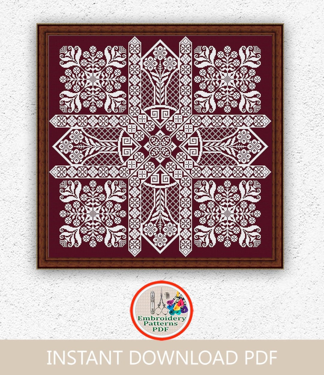 Monochrome Sampler Counted Cross Stitch Pattern Tile Cross Stitch Tile Embroidery Design Mosaic