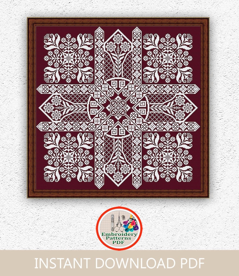 Monochrome Sampler Counted Cross Stitch Pattern Tile Cross Stitch Tile ...