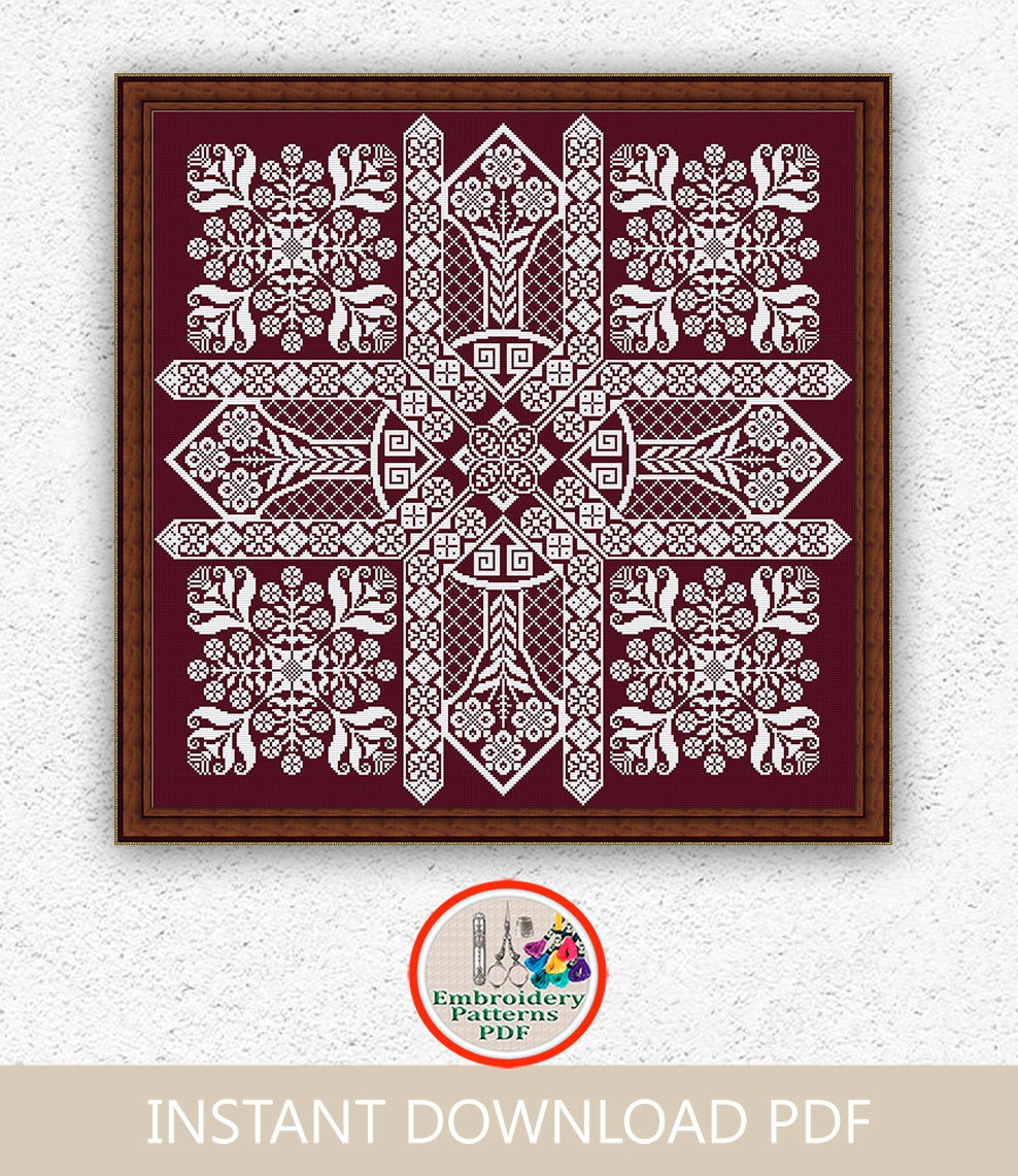 Monochrome Sampler Counted Cross Stitch Pattern Tile Cross - Etsy