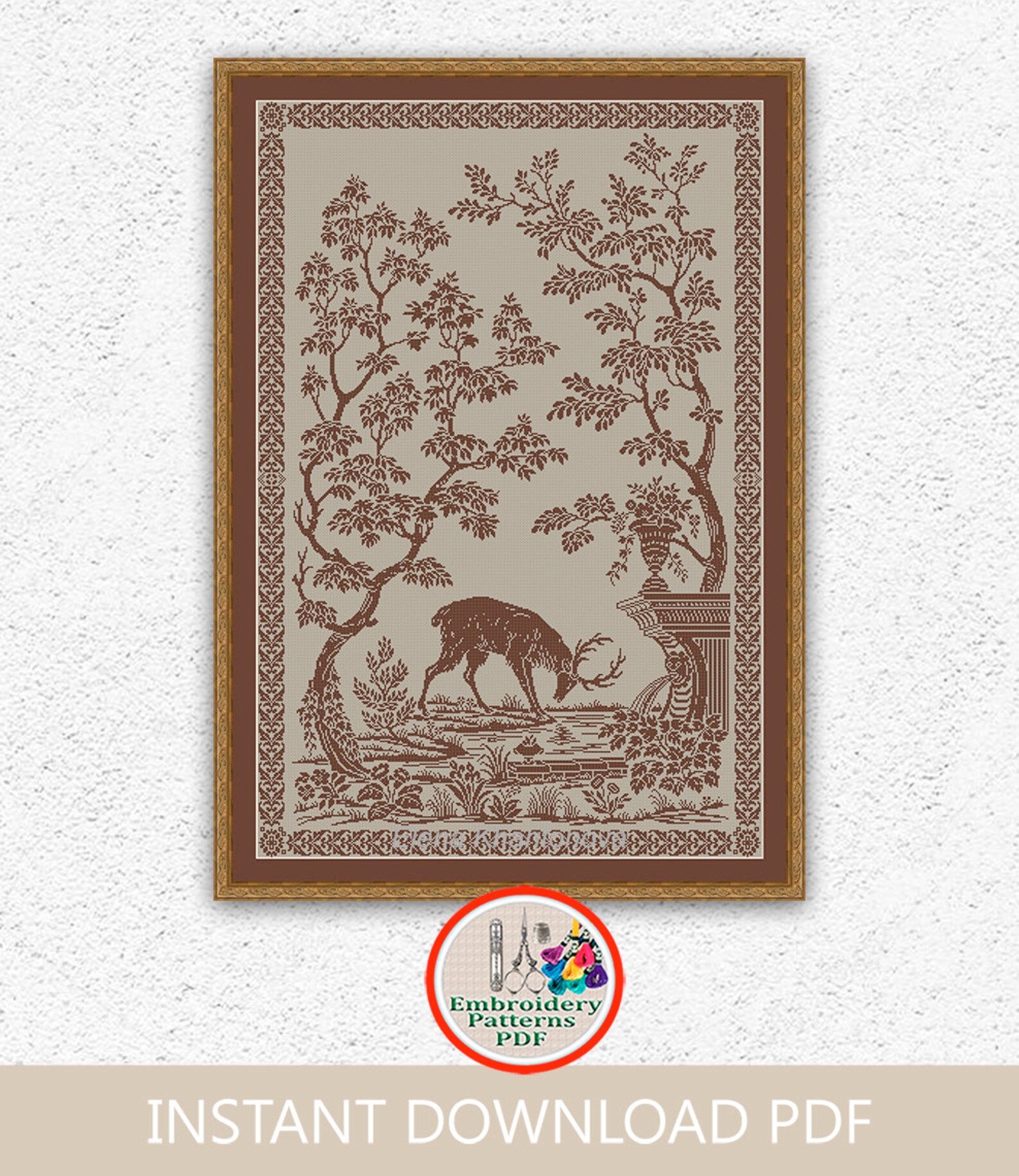 Deer in the Woods Cross Stitch Pattern Forest Nature Cross Stitch ...