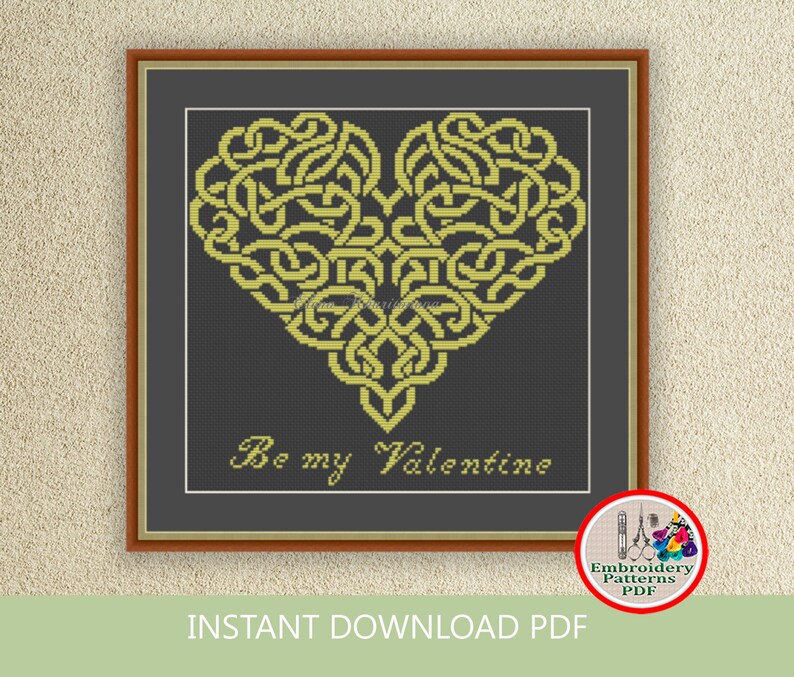 Celtic Heart Cross Stitch Pattern Be My Valentine Card Xstitch Chart ...