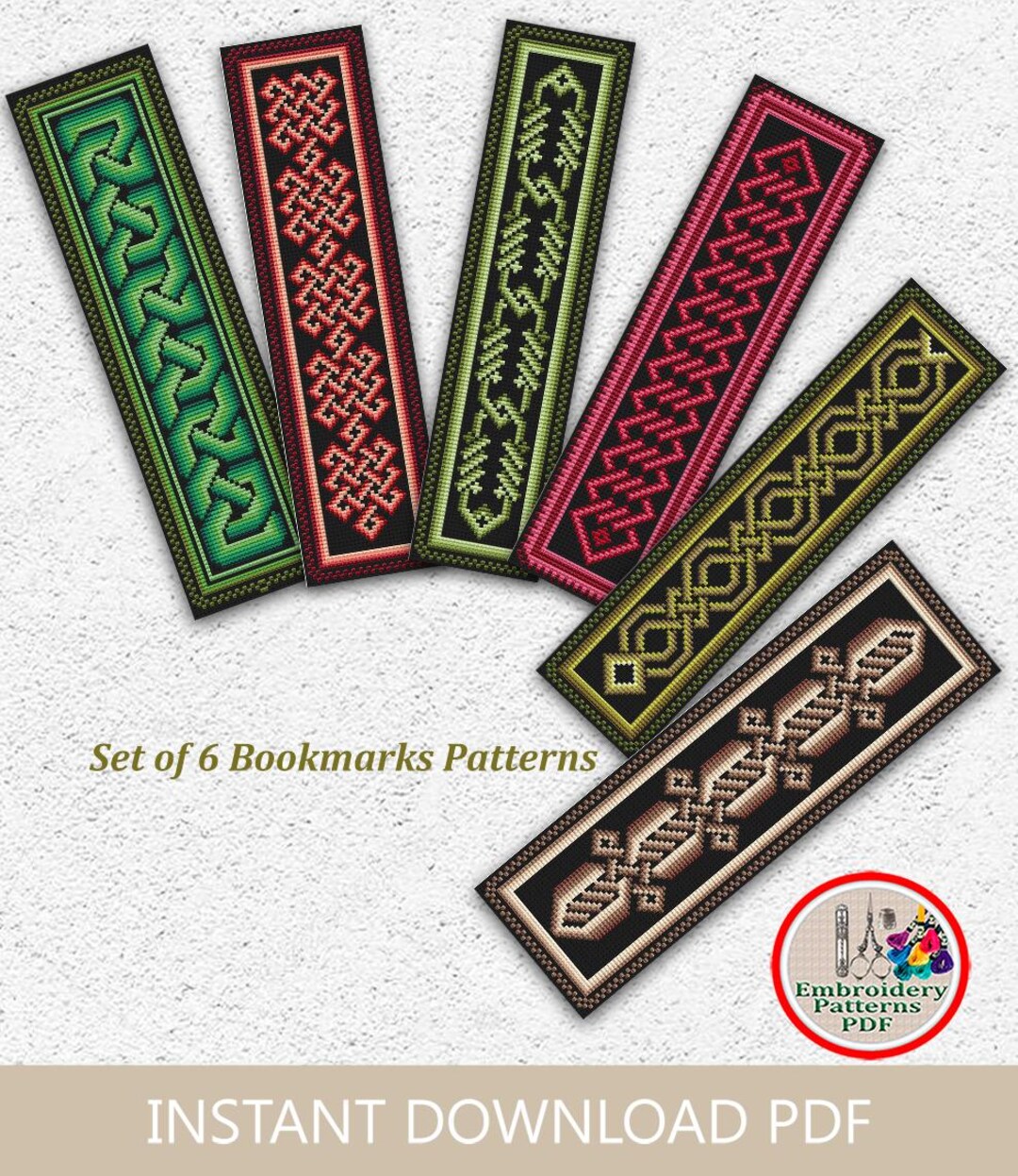 Celtic Bookmarks Cross Stitch Pattern Gradient Bookmarks Embroidery ...