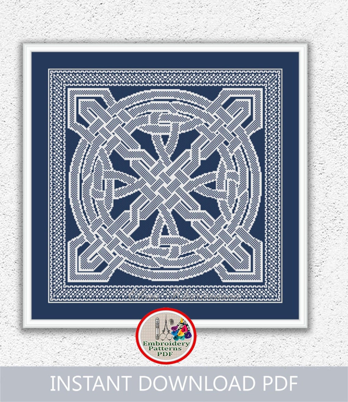 Monochrome Celtic Cross Stitch Pattern Celtic Square - Etsy