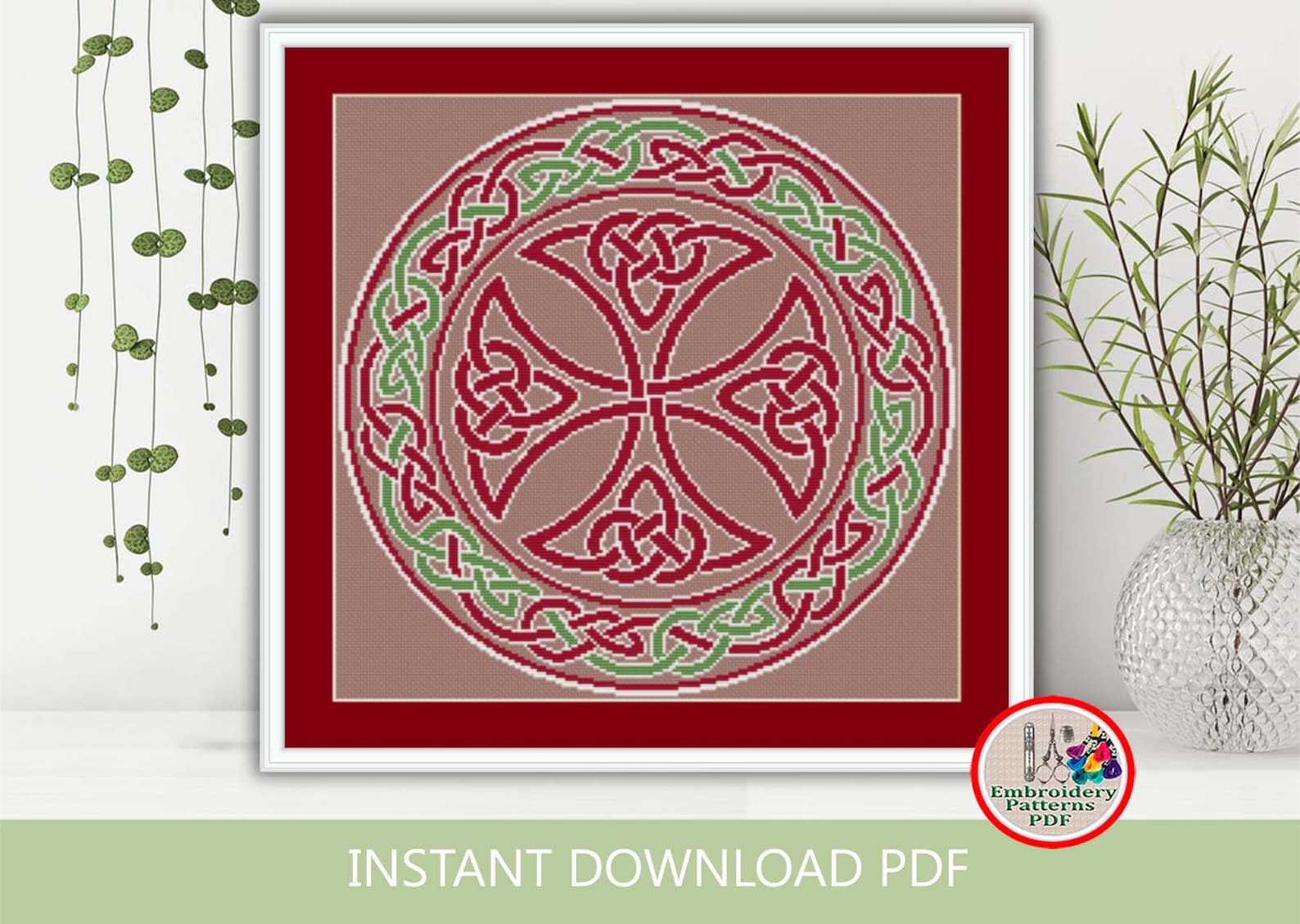 Celtic Cross Counted Cross Stitch Pattern Irish Embroidery - Etsy