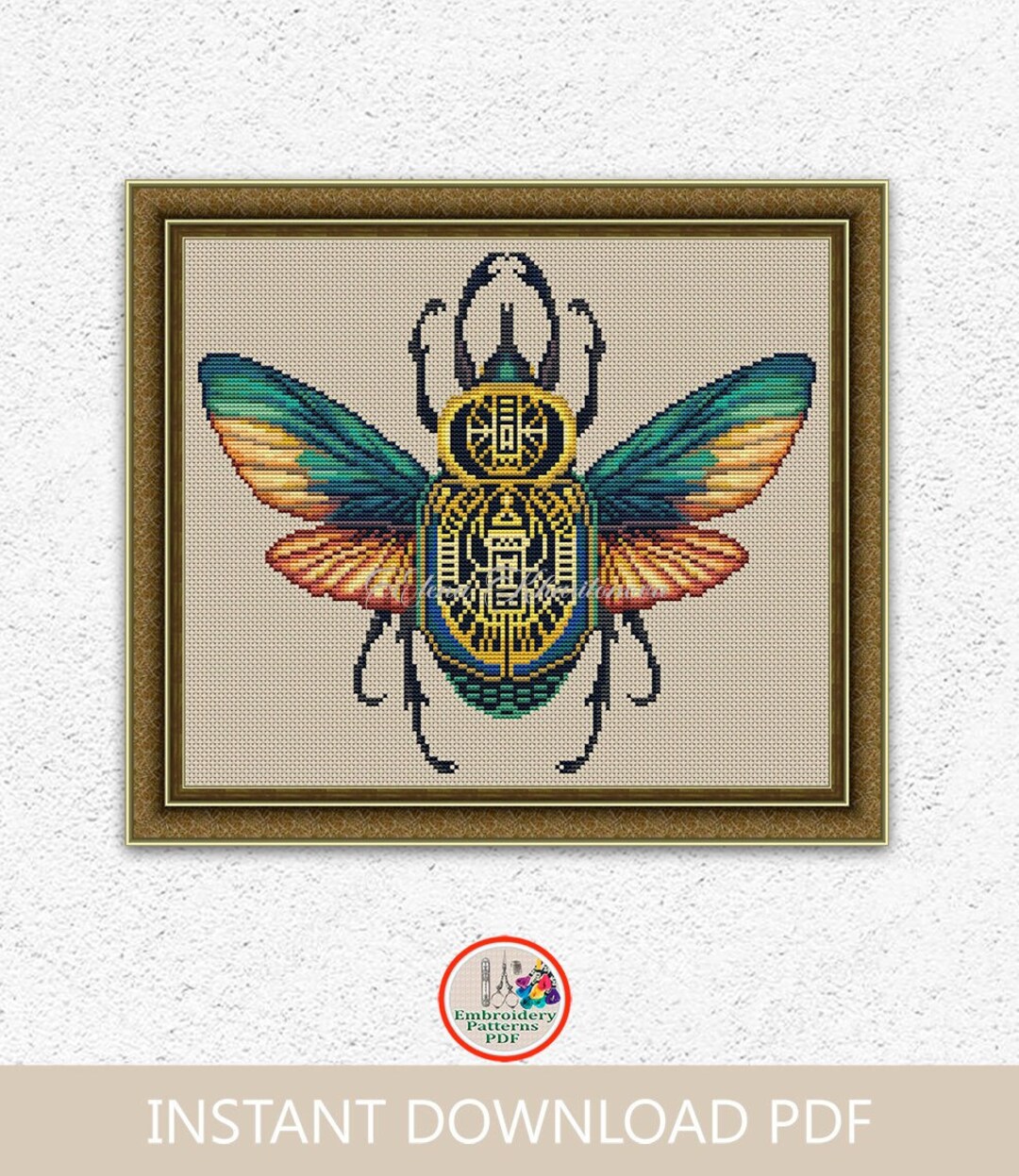 Insect Cross Stitch Pattern Ancient Egyptian Sacred Scarab Beetle ...