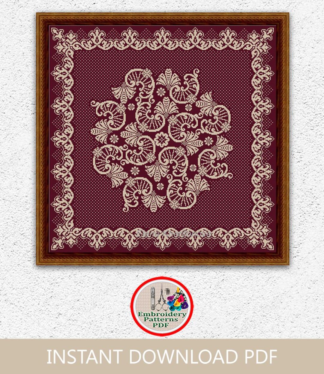 Monochrome Sampler Cross Stitch Pattern Vintage Embroidery Lace Cross ...
